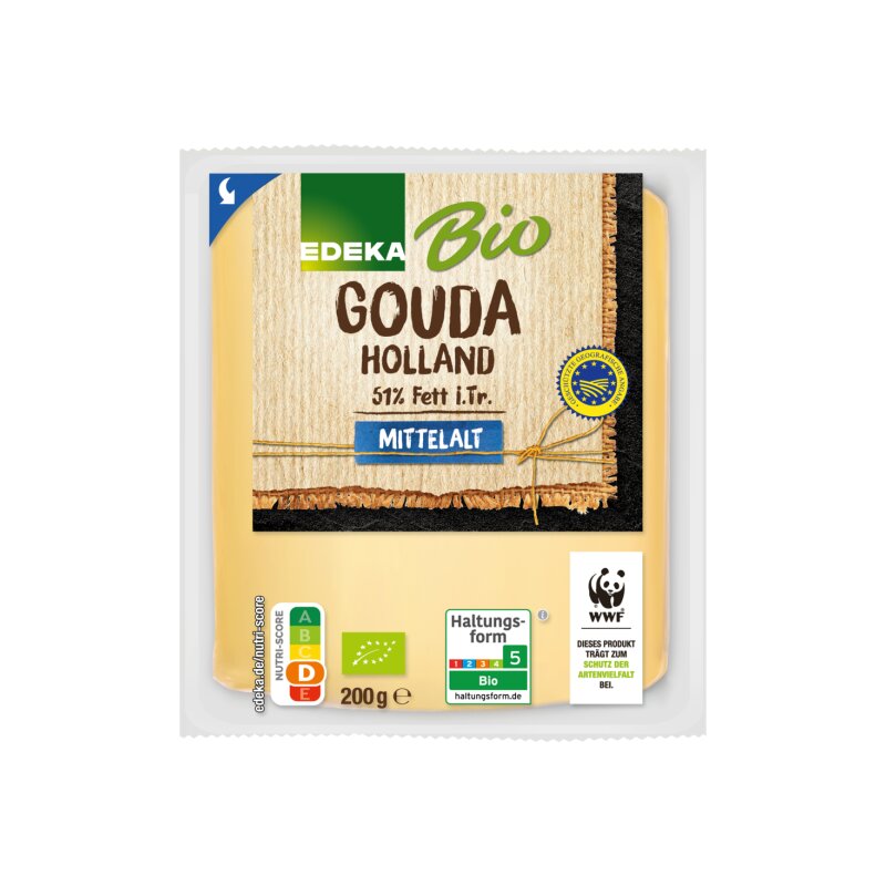 Bio EDEKA Gouda Keilstück mittelalt 51% 200g - Lebensmittel-Versand.e