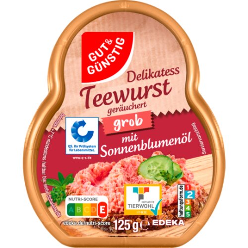 Gut & Günstig Teewurst grob Becher 125g QS - Lebensmittel-Versand.eu